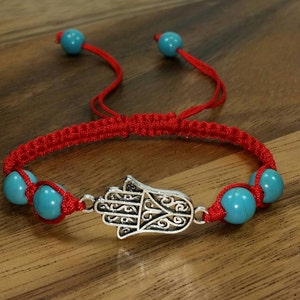 Hamsa Bracelet - Red Macrame Bracelet With Hamsa Hand - Red Hand of ...
