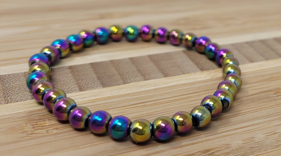 Rainbow Hematite Bracelet Rainbow Hematite Jewelry Rainbow - Etsy