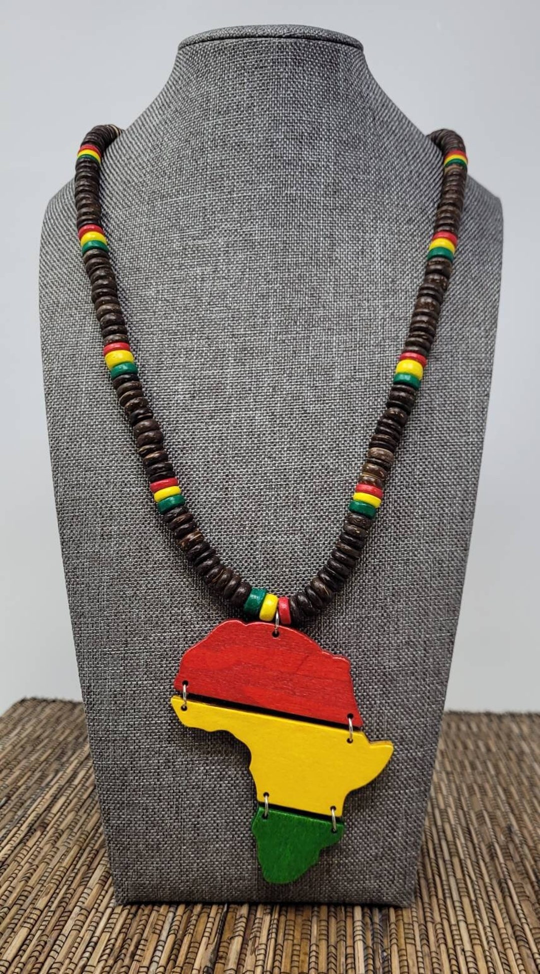 Africa Necklace, Rasta Pendant, Rasta Necklace, Africa Jewelry, African ...