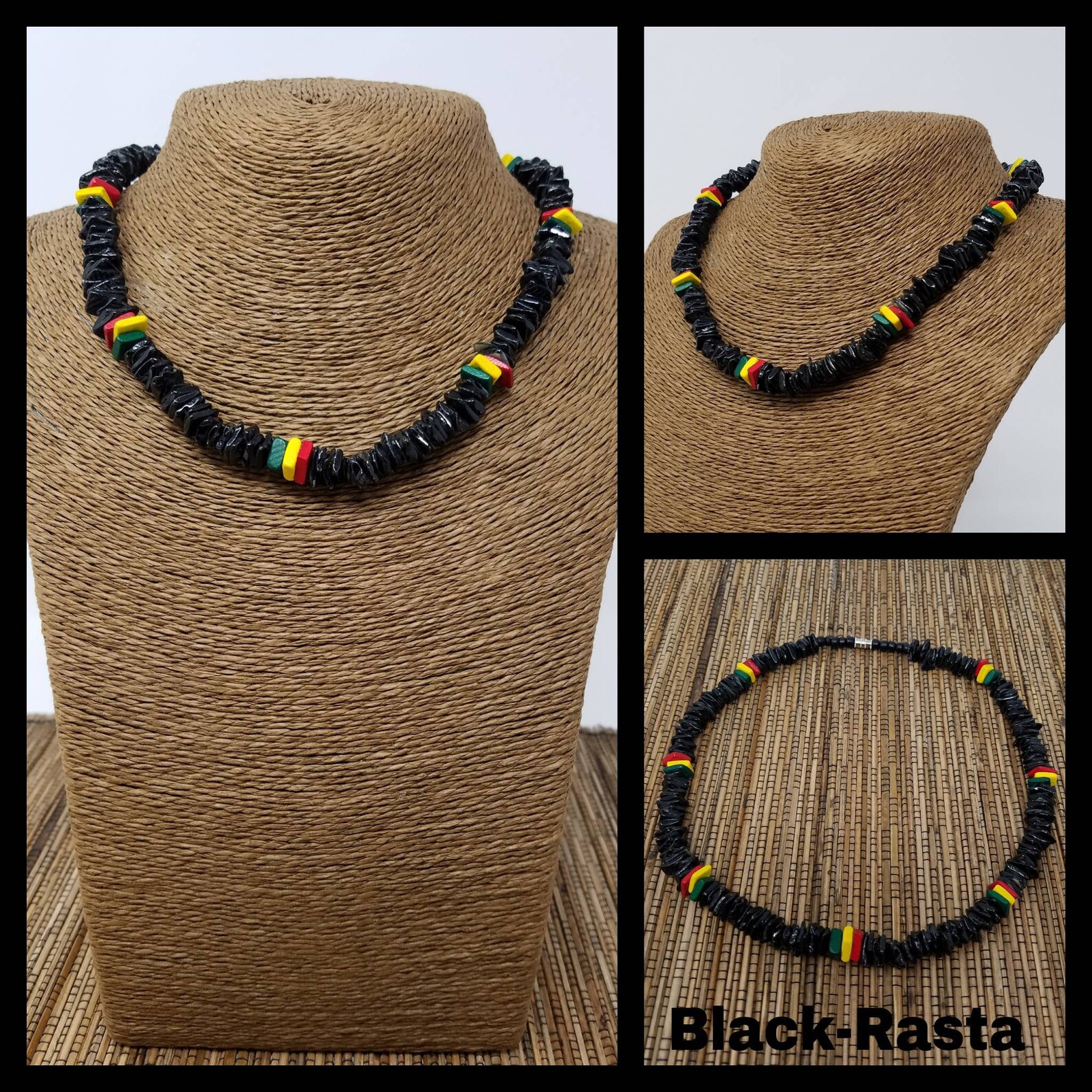 Black Puka Necklace Rasta Necklace Jamaican Style Rasta - Etsy