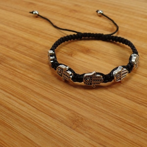 Black Hamsa Bracelet black Hand of Fatima Bracelet Black - Etsy
