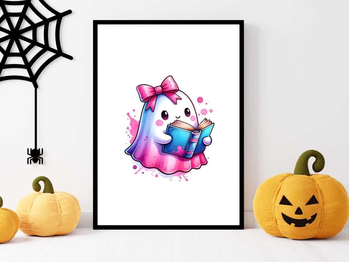Coquette Halloween PNG, Book Club Social Club, Pink Ghost, Bookish ...