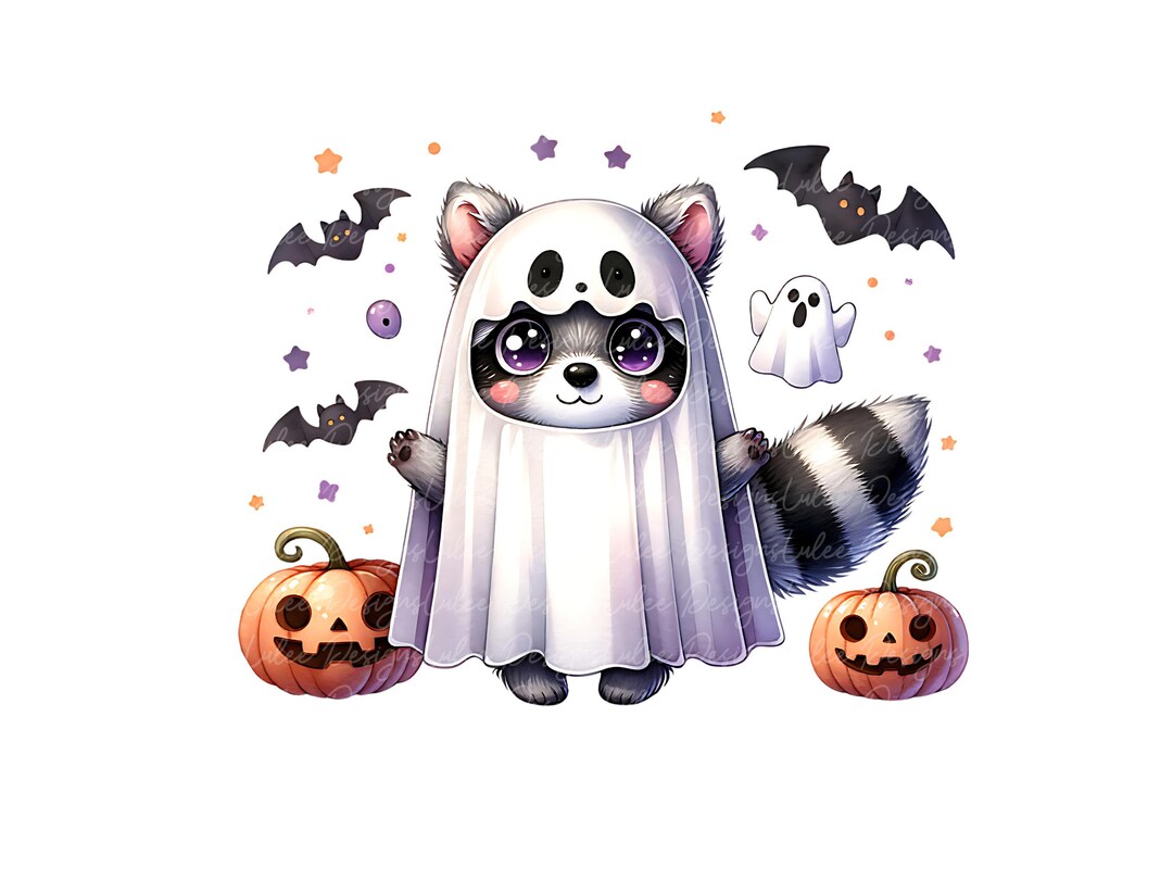 Halloween Raccoon PNG, Ghost, Raccoon Ghost, Cute Ghost, Cute but Feral ...