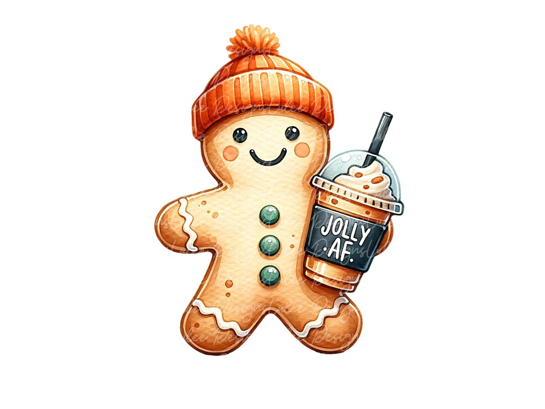 Gingerbread Man PNG, Ice Coffee Png, Gingerbread Sublimation Design ...