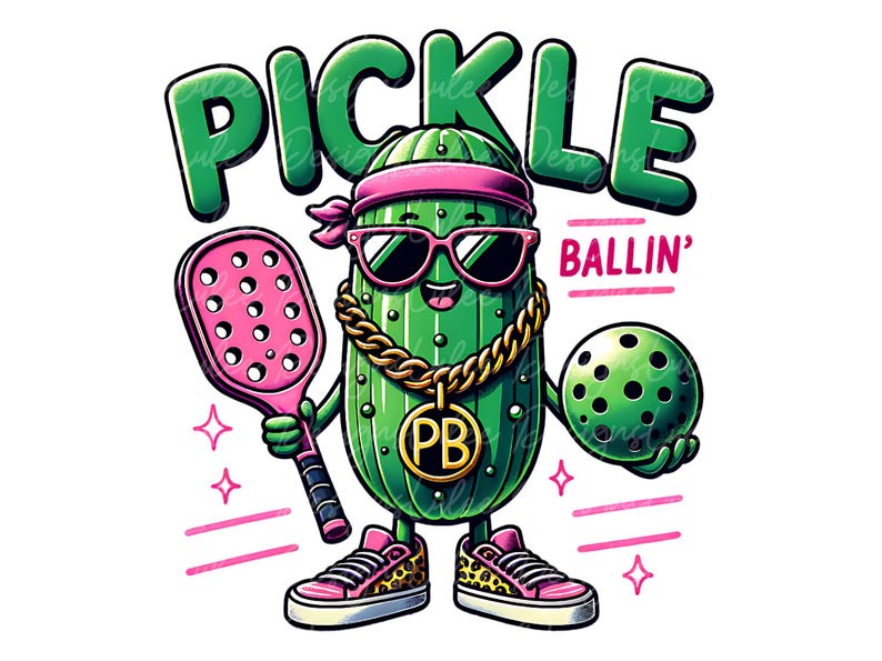 Pickle Ballin Png, Funny Pickleball PNG, Cute Pickle Ball Sublimation ...
