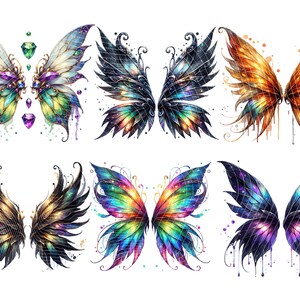 Magical Fairy Wings Clipart, Watercolor Angel Wing Clip Art, Pastel ...