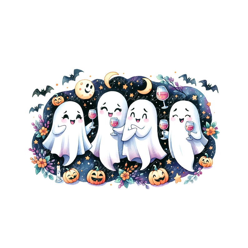 Ghost With Wine PNG, Halloween Clipart, Cute Ghost, Wine Lover ...