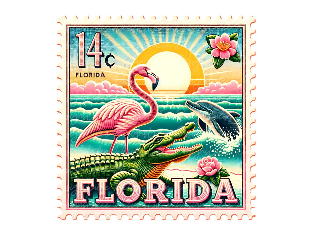 Florida Stamp State PNG, Vintage Stamp Sublimation Design, USA State ...