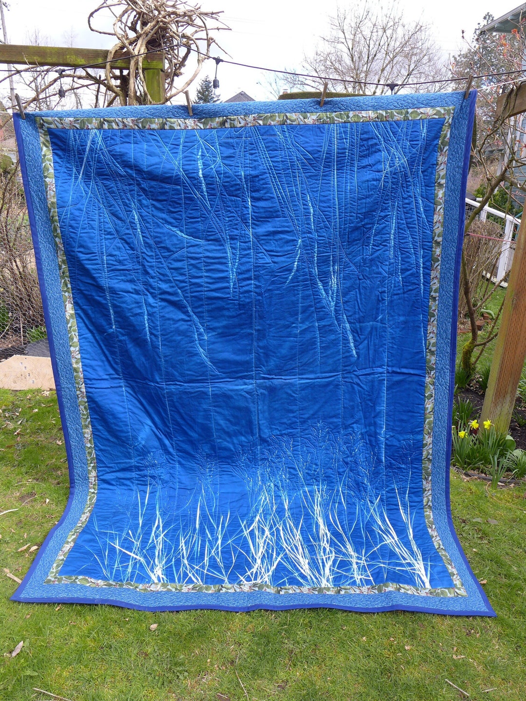 Cyanotype Quilt of Grass - Etsy