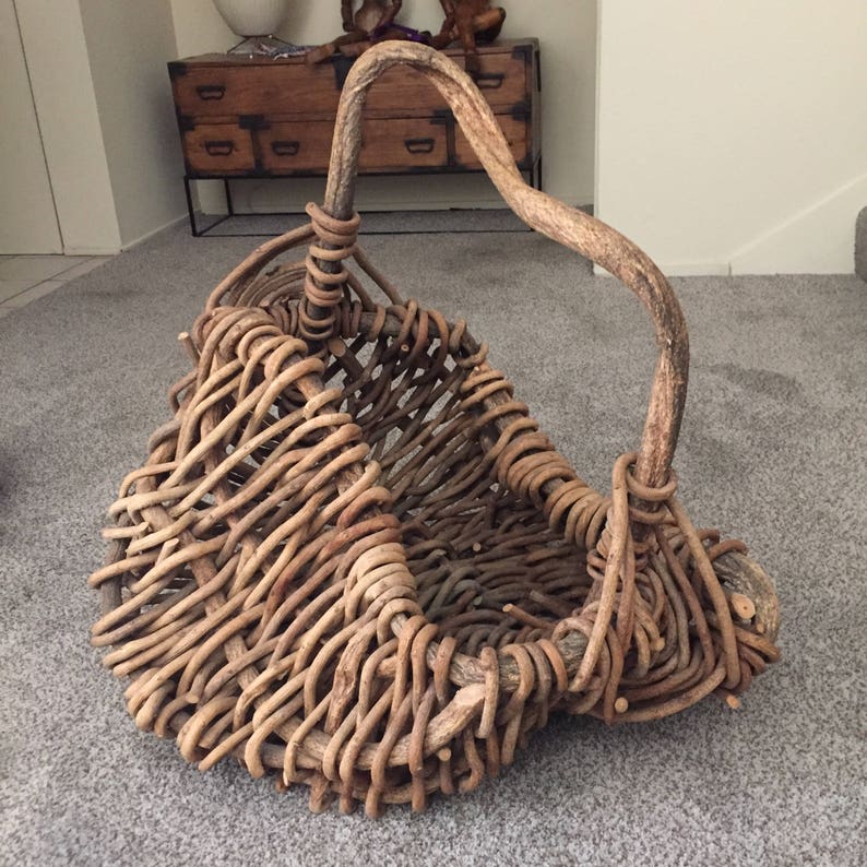 Huge Vintage Folk Art Tree Twig Branch Basket - Etsy