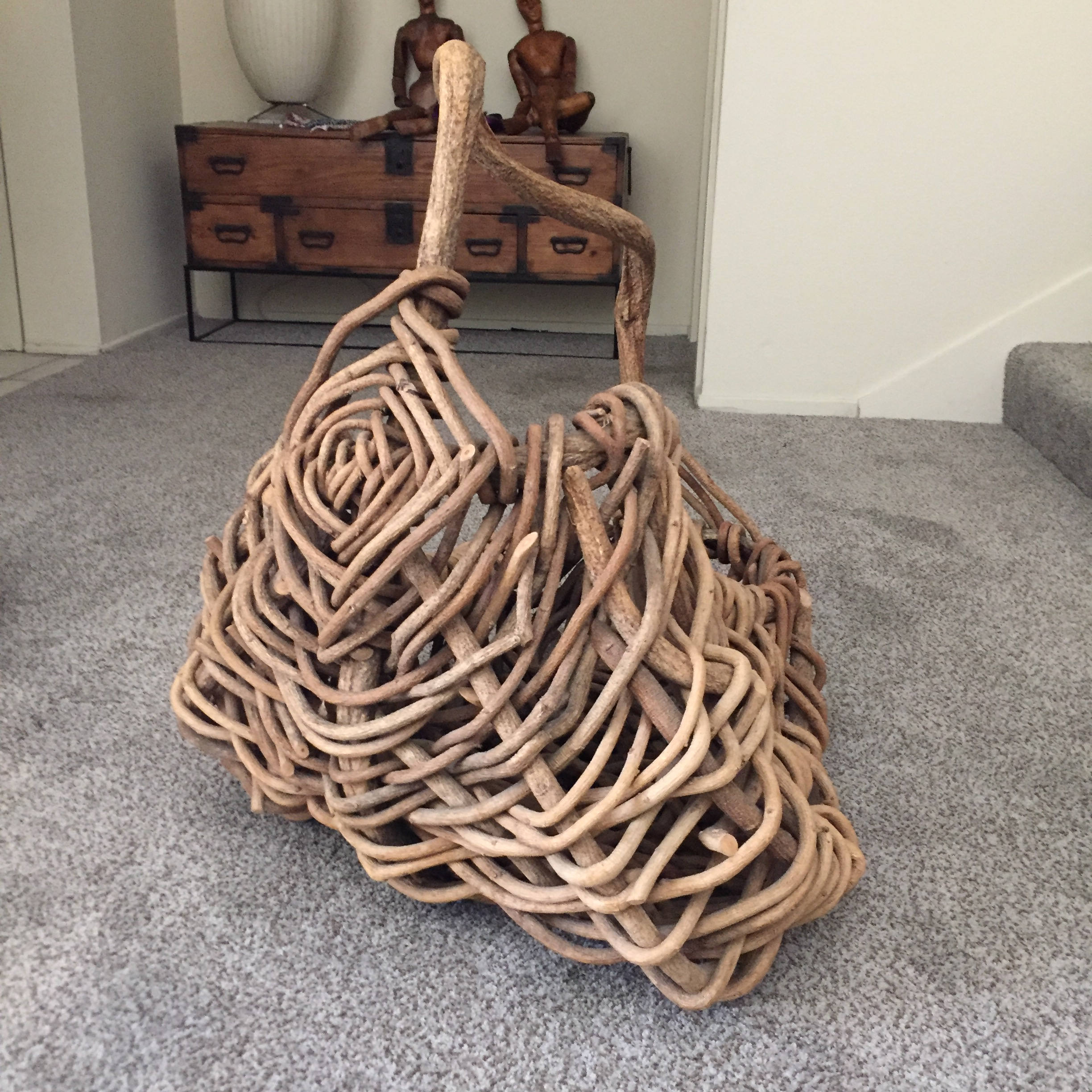 Huge Vintage Folk Art Tree Twig Branch Basket - Etsy