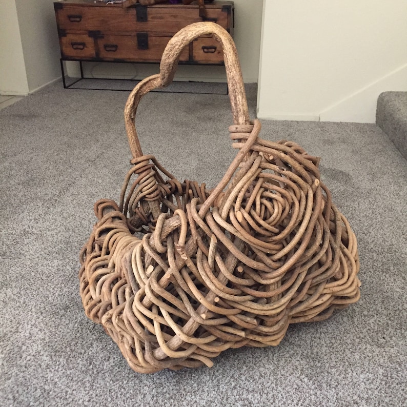 Huge Vintage Folk Art Tree Twig Branch Basket - Etsy