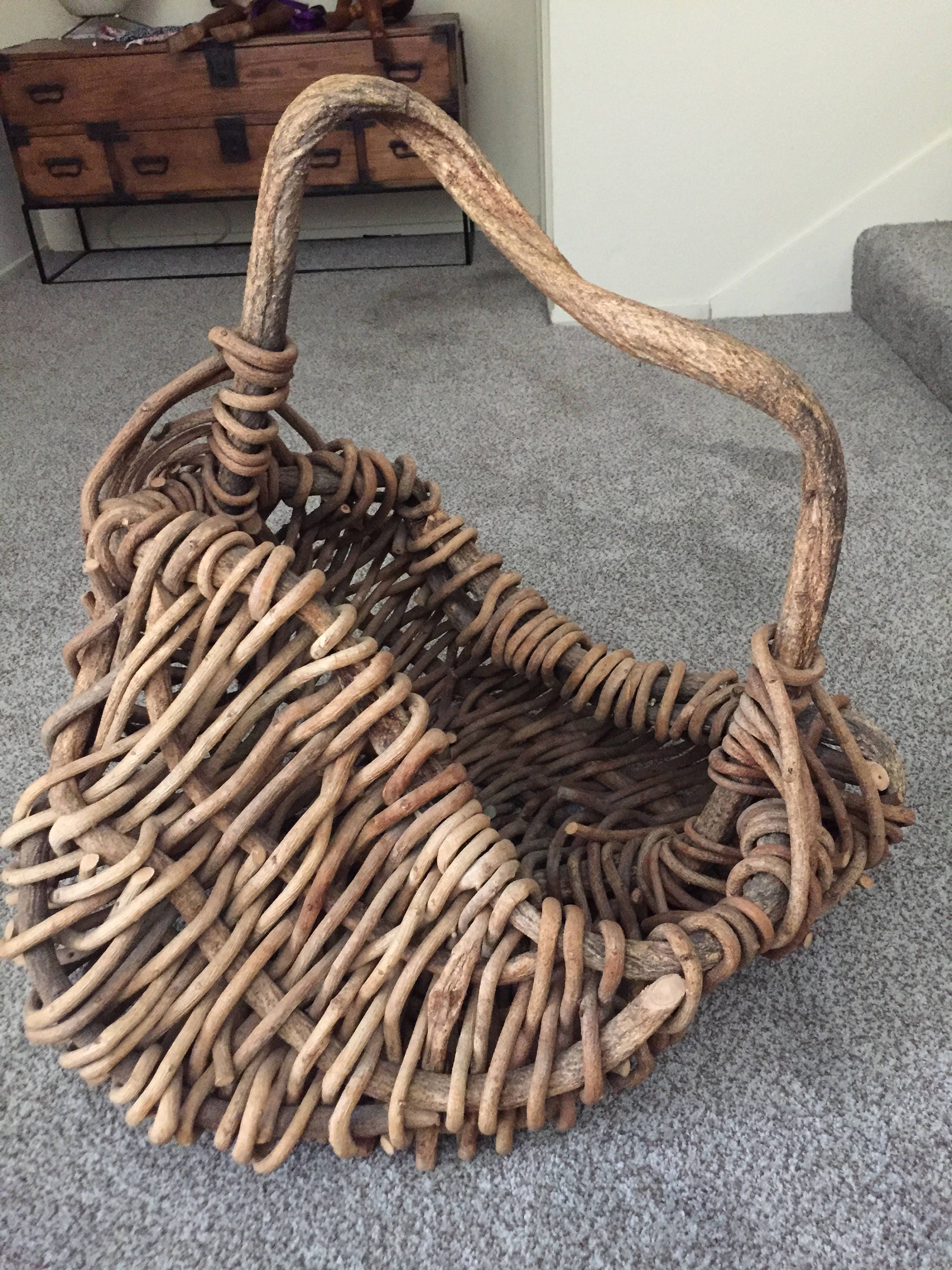 Huge Vintage Folk Art Tree Twig Branch Basket - Etsy
