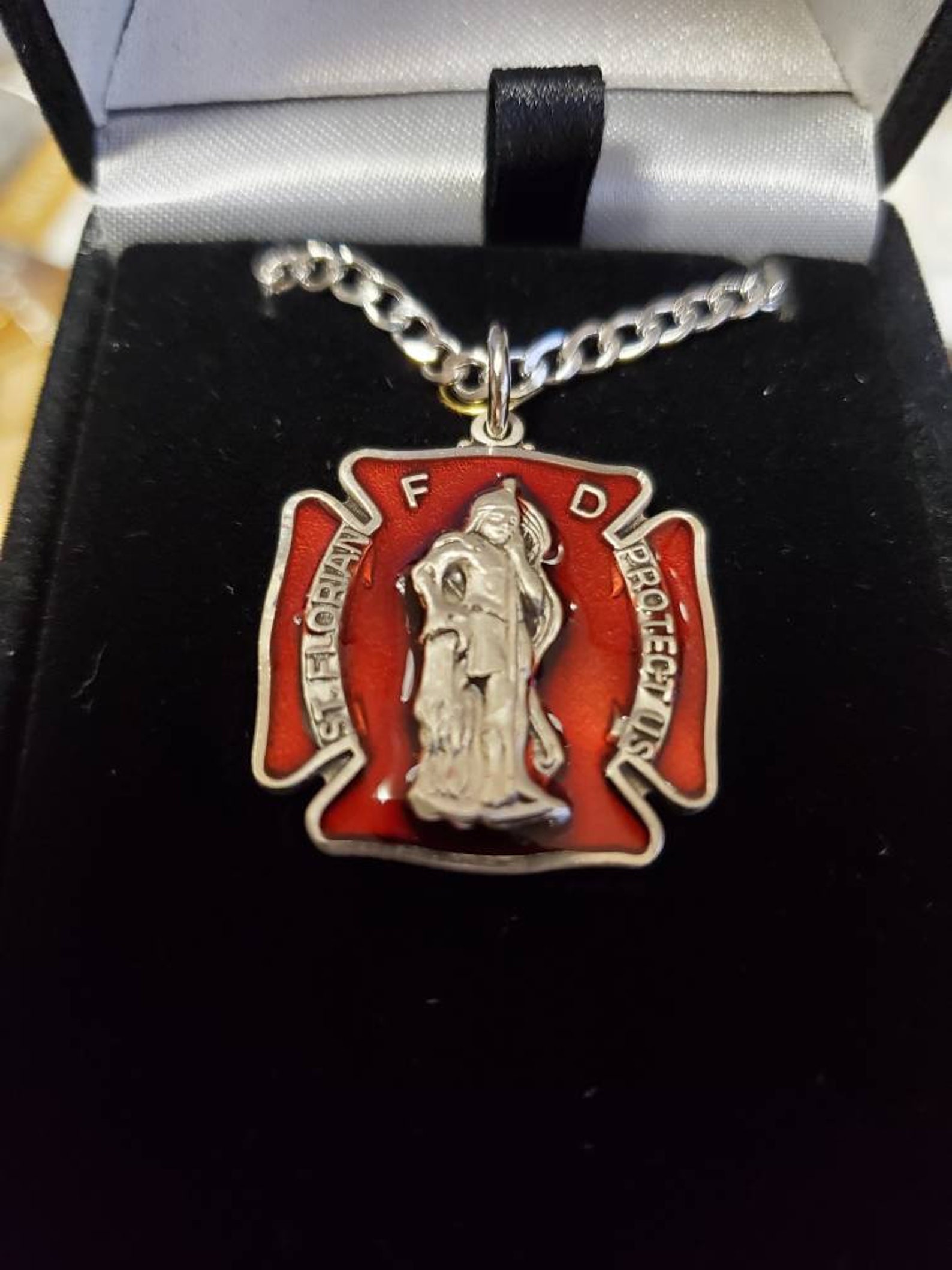 St. Florian Sterling Silver Medal With Sterling Silver 27 Inch Chain ...