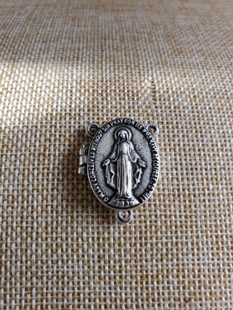 Miraculous Medal Locket Rosary Centerpiece. Pewter Metal. - Etsy