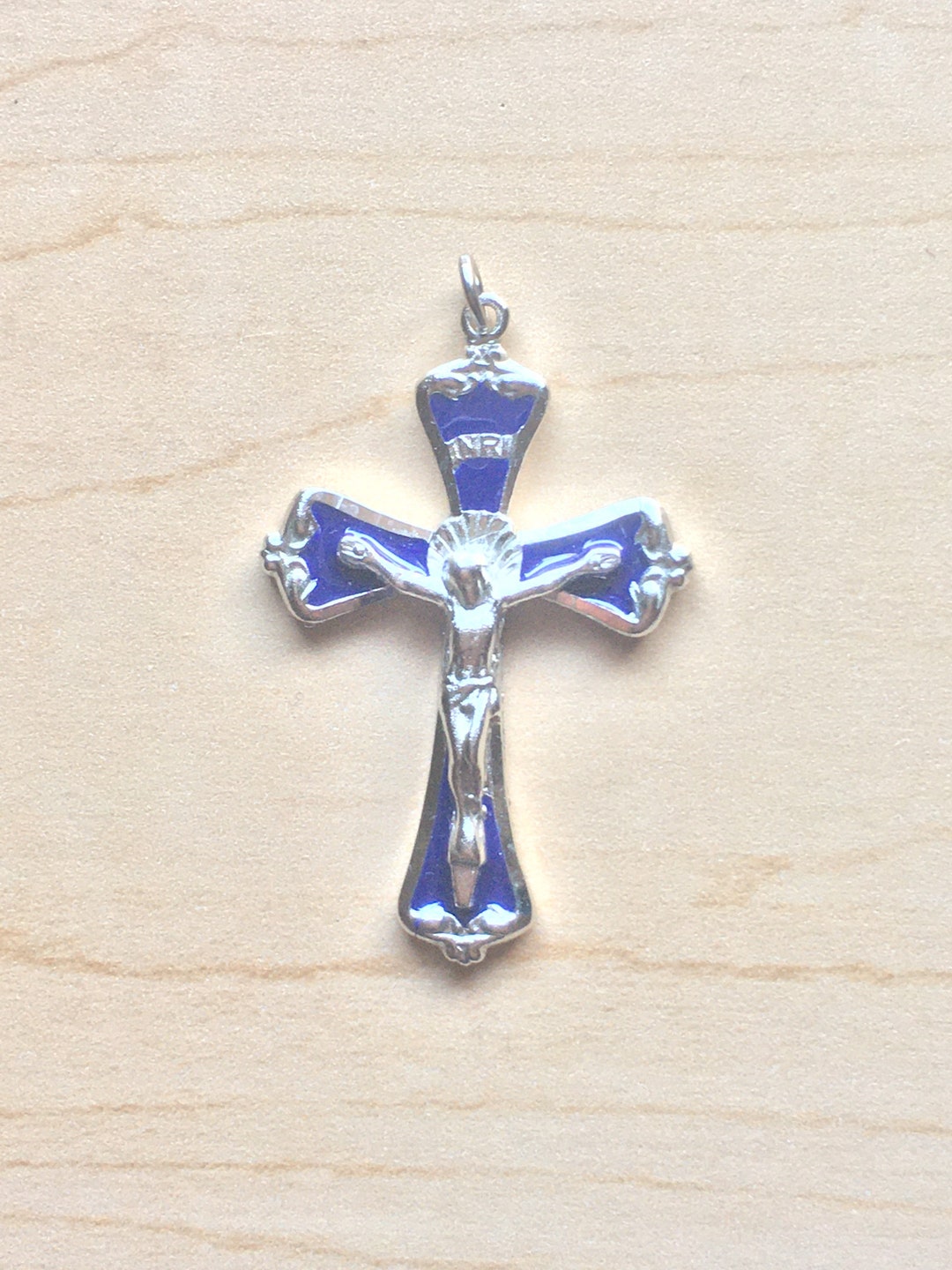 Navy Blue Enamel 1 3/4 Crucifix, Pewter - Etsy