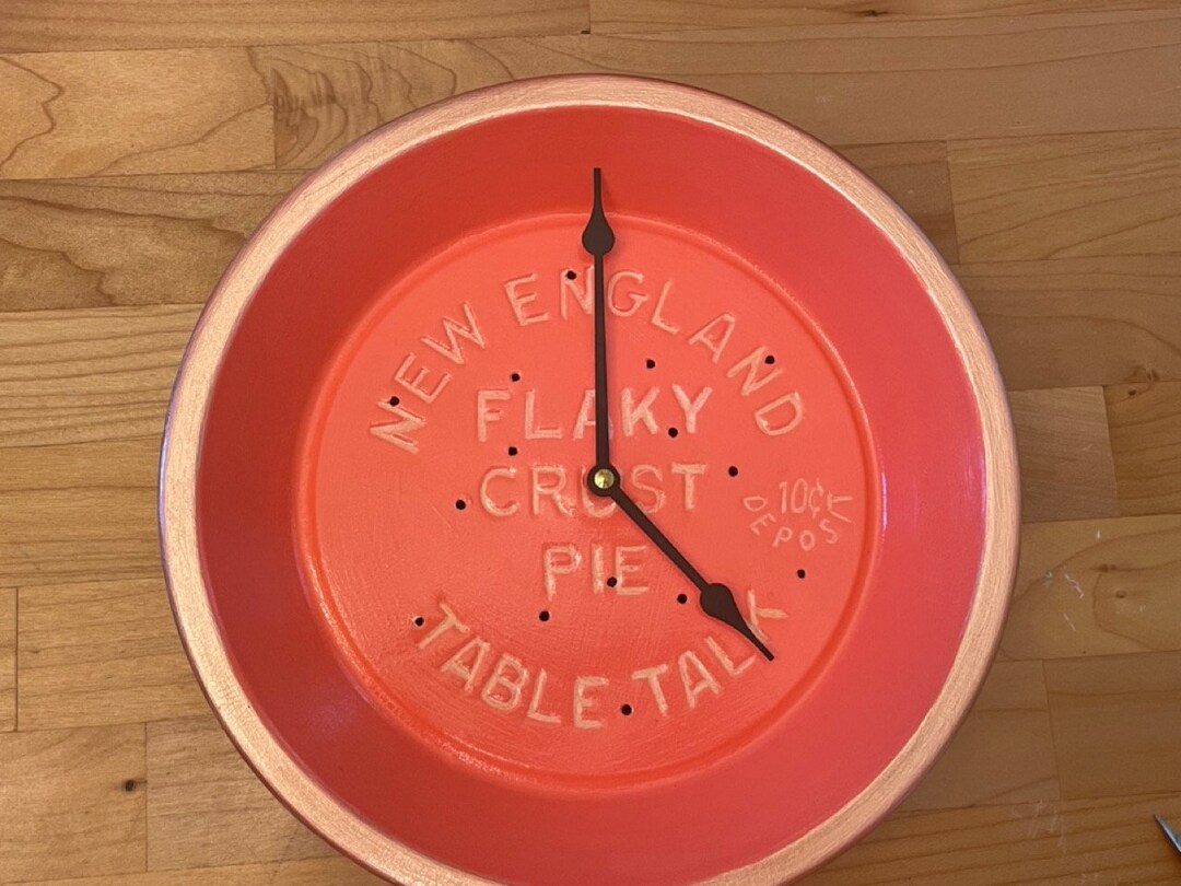 Vintage new England Flaky Crust Pie Table Talk Pie Tin Clock pie Pan ...