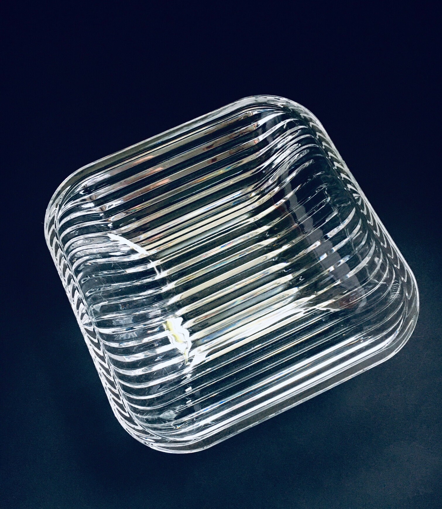 Midcentury Modern Design XL Crystal Art Glass Bowl, Bohemia ...