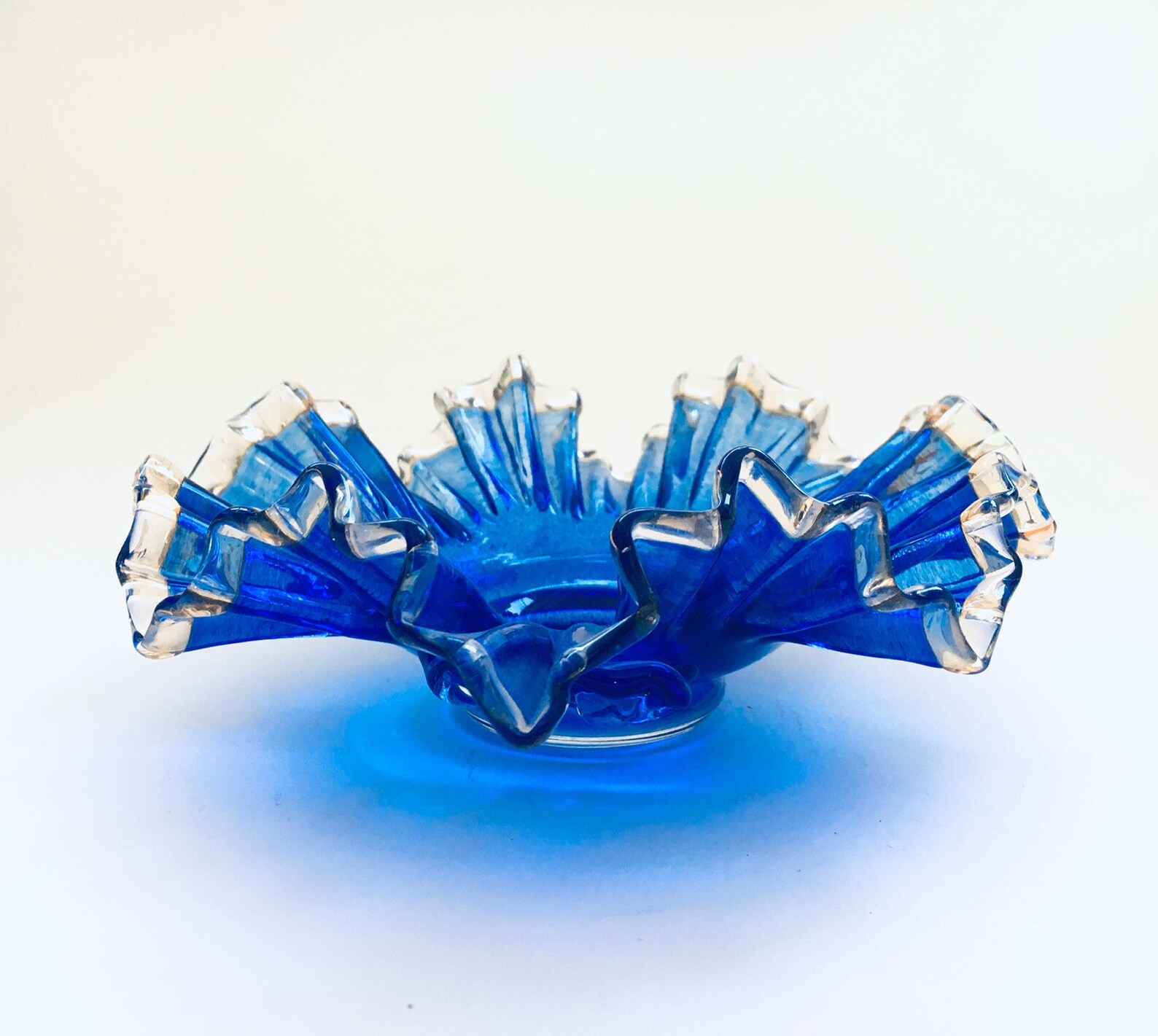 Vintage Folded Blue Glass Napkin Bowl, Murano Italy 1960's - Etsy