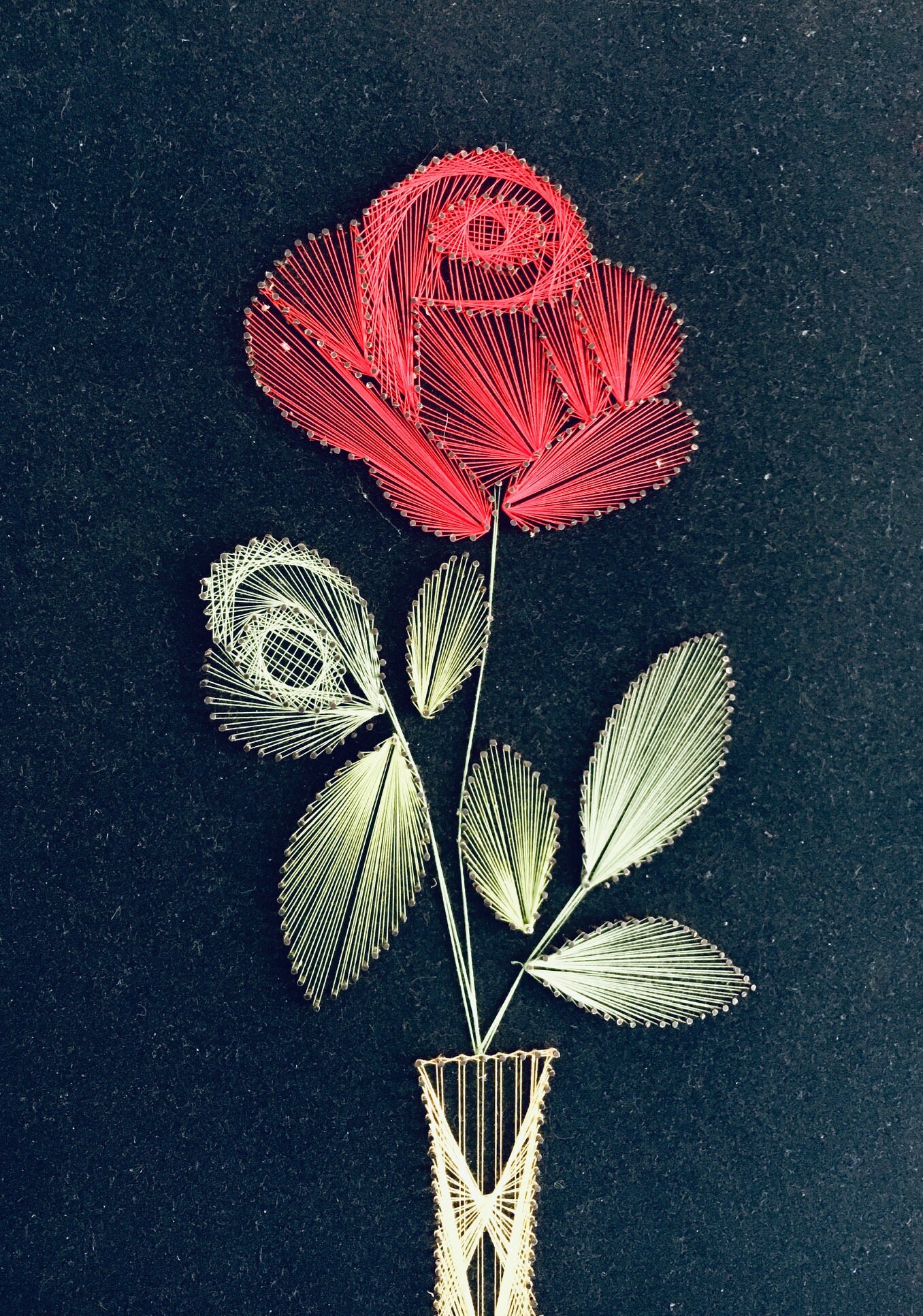 Vintage 1960's Needle Pin String Art 'rose in Vase' - Etsy
