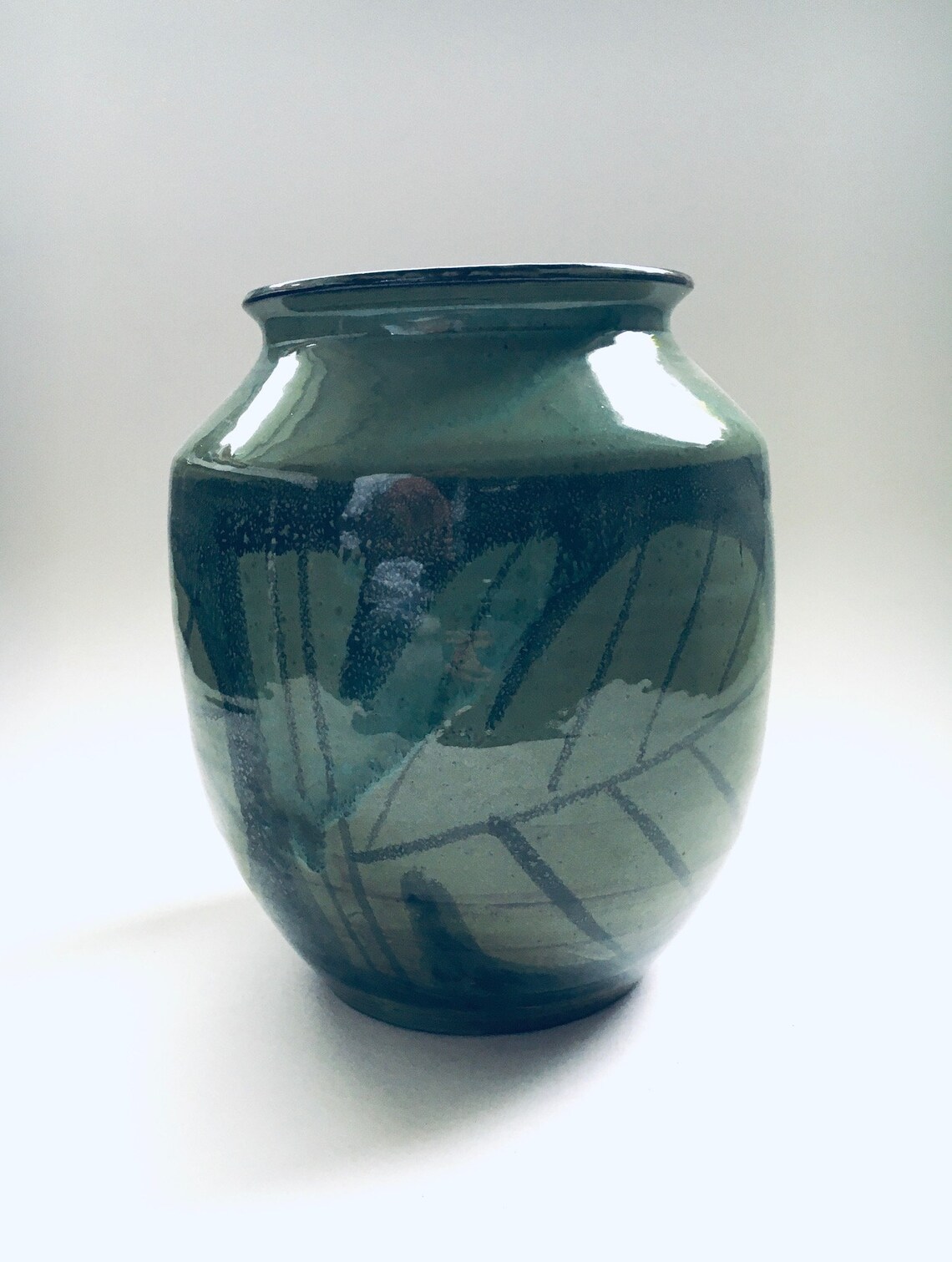 Midcentury Modern Art Studio Pottery Leaf Pattern Vase - Etsy