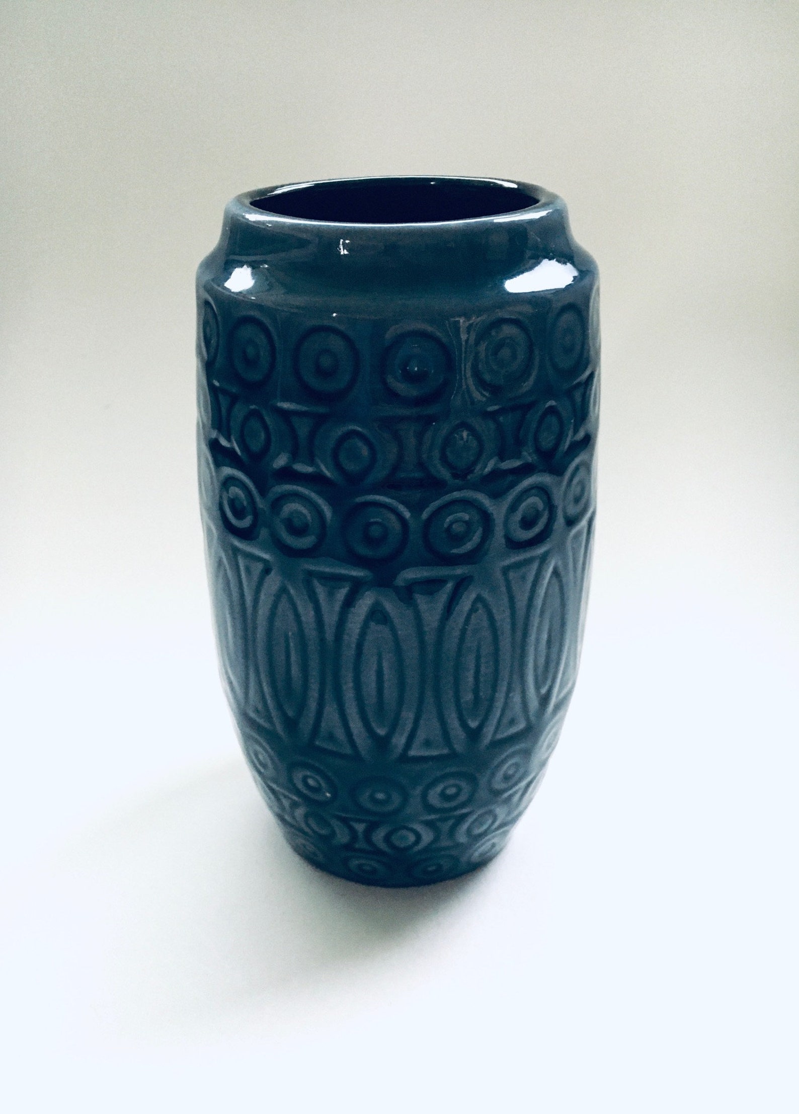 Vintage Art Pottery Prussian Blue Glazed Vase, 1960's West Germany - Etsy