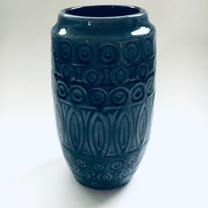 Vintage Art Pottery Prussian Blue Glazed Vase, 1960's West Germany - Etsy