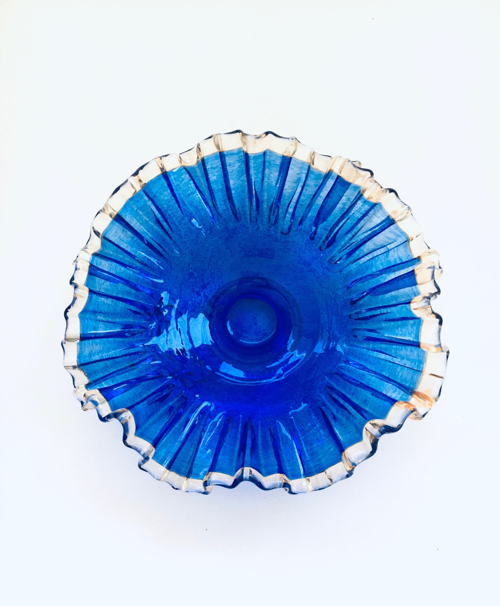 Vintage Folded Blue Glass Napkin Bowl, Murano Italy 1960's - Etsy