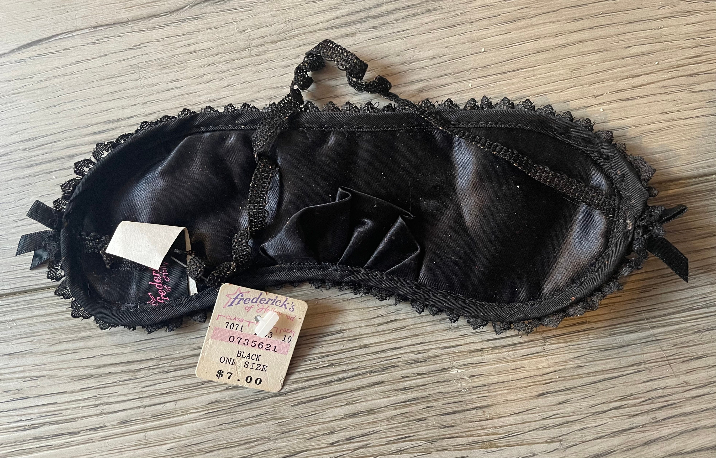 Vintage Deadstock Black Satin and Lace Sleep Mask by Frederick's of ...