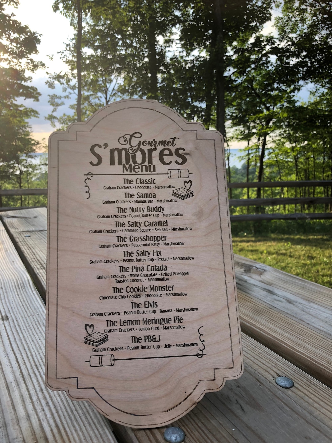 Personalized Gourmet S’mores Menu Laser Engraved Wood Sign - Etsy
