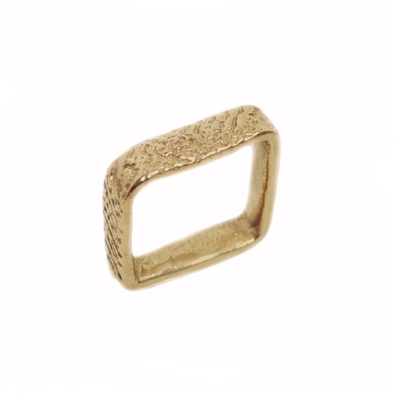 Cuttlefish Bone Textured Square Shape Wedding Ring 18K Yellow - Etsy