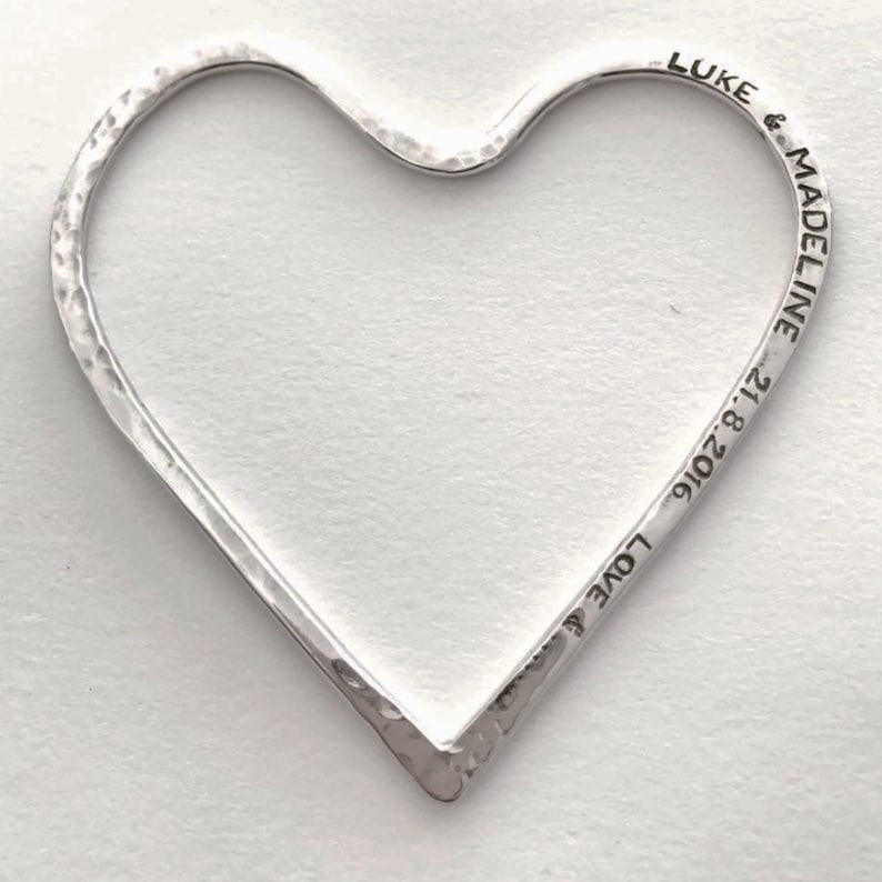 Heart Bangle, Sterling Silver Heart Bangle, Heart Shape Bangle, Love ...