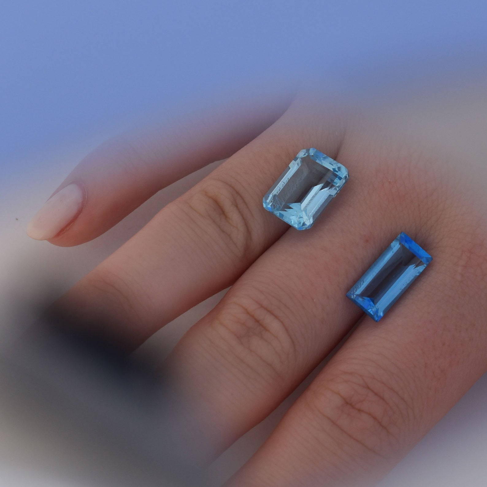 London Blue Topaz Cocktail Square Shape Ring 18K White Gold | Etsy
