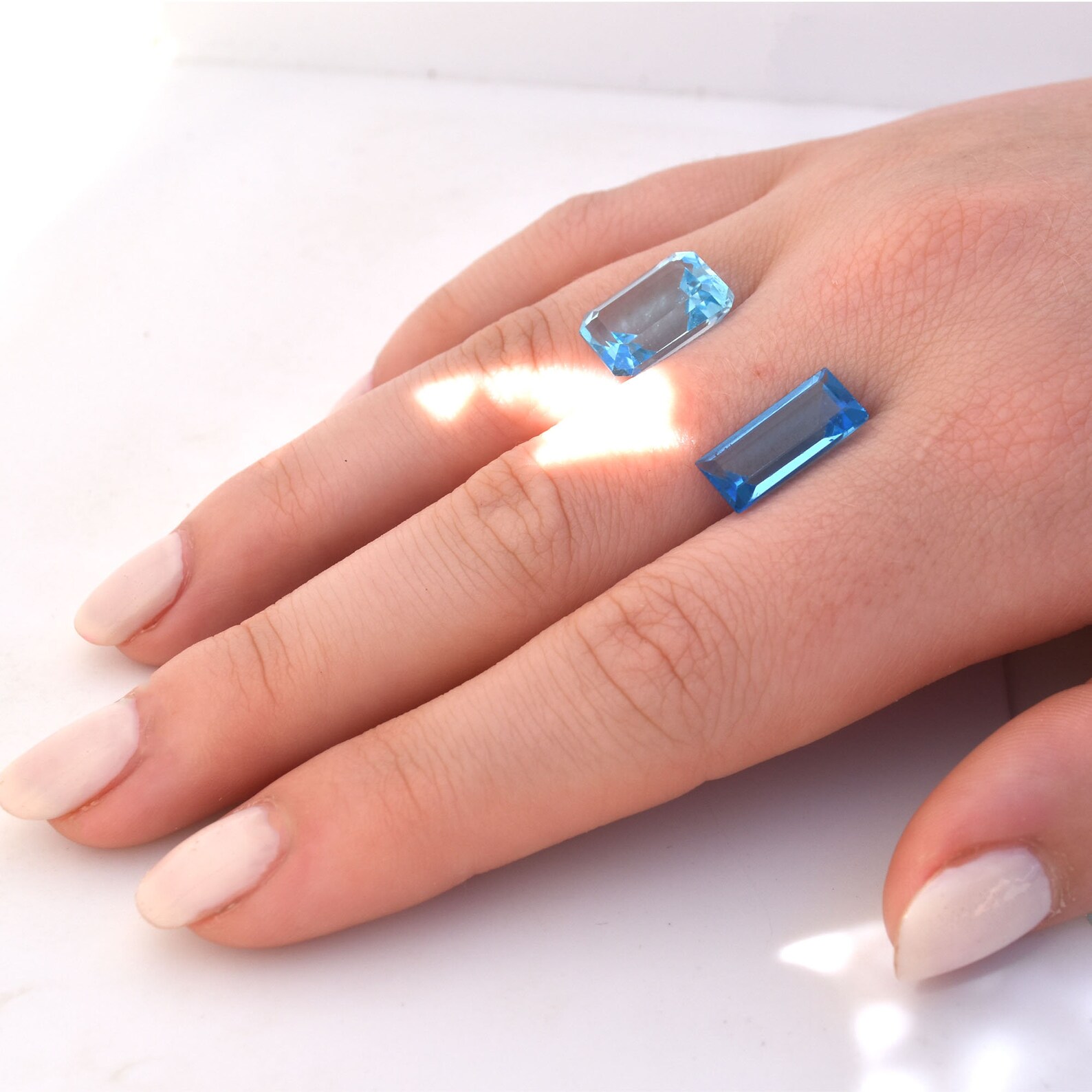 London Blue Topaz Cocktail Square Shape Ring 18K White Gold | Etsy