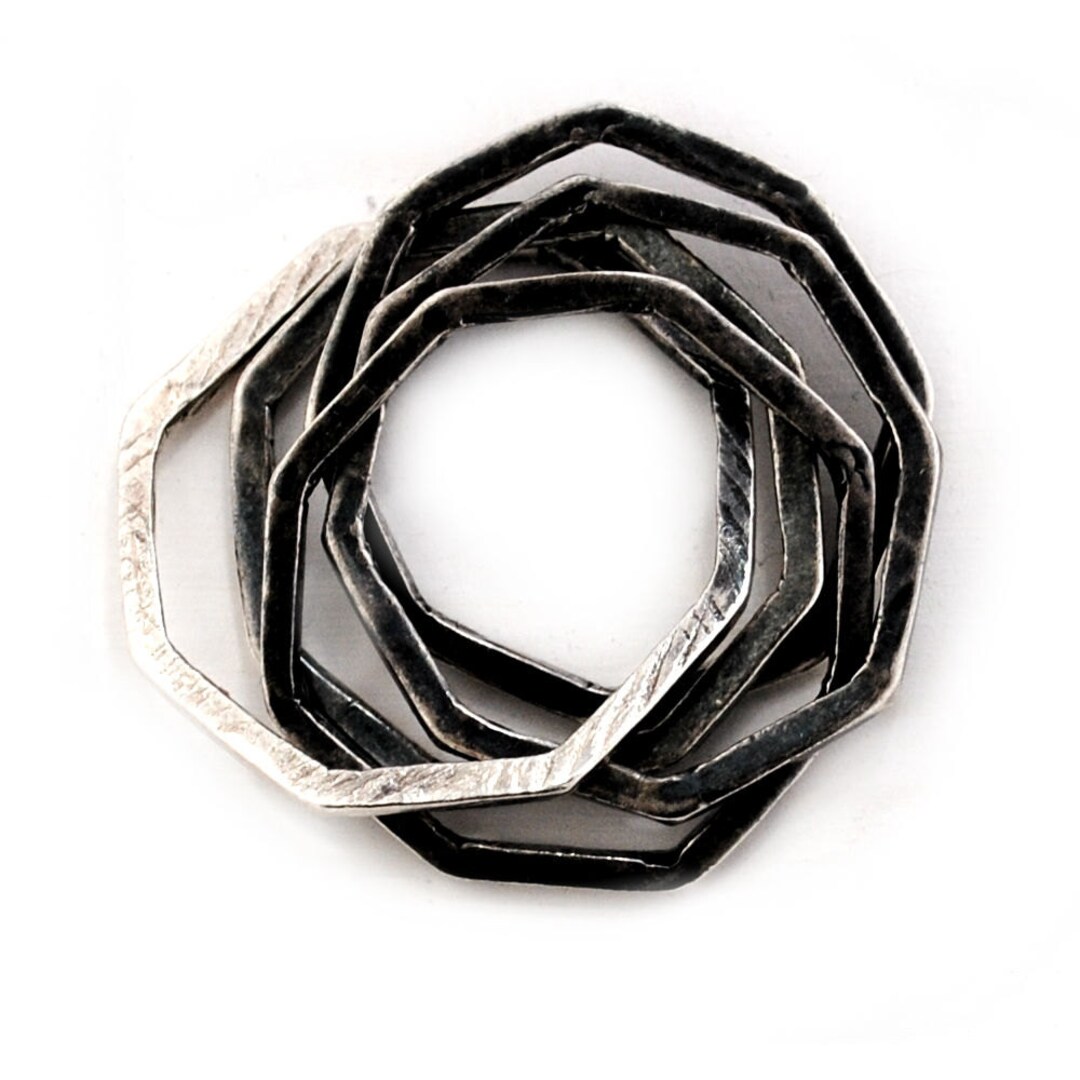 Men's Octagon Shape Multi Band Ring Sterling Silver - Etsy