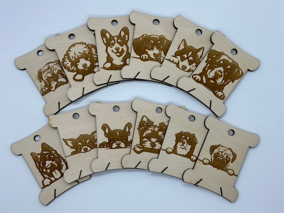 Wooden Bobbins - Cute Dogs Floss Organization - Embroidery, Cross ...