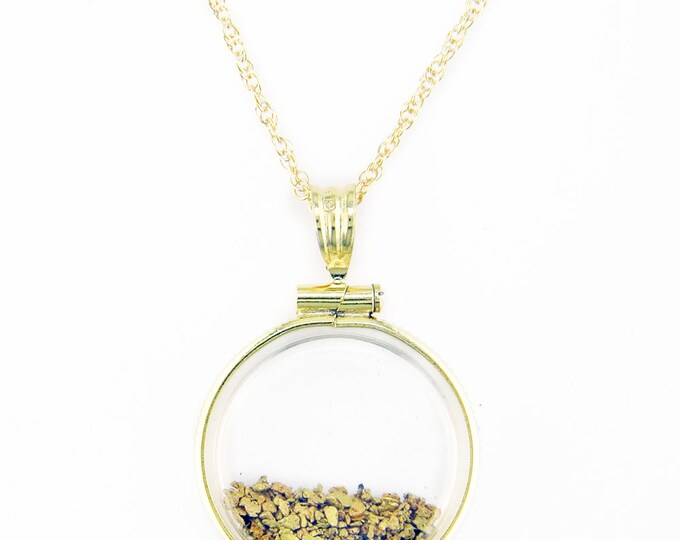 Clear Locket Filled With Natural Gold Flakes and Dust // Gold Locket ...