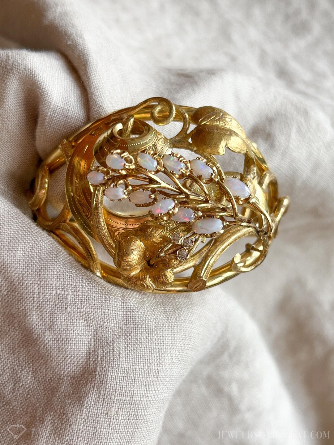 Antique 1920s Art Nouveau Opal Grapevine Cuff, 18k Gold - Timeless ...