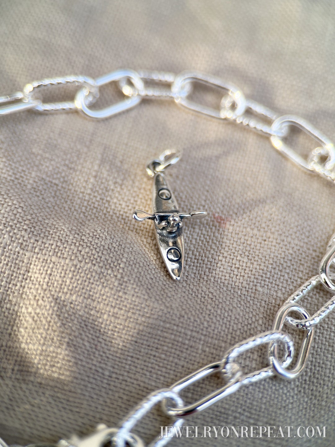 Sterling Silver Kayak Charm Pendant, Kayaking Themed Minimalist Jewelry ...