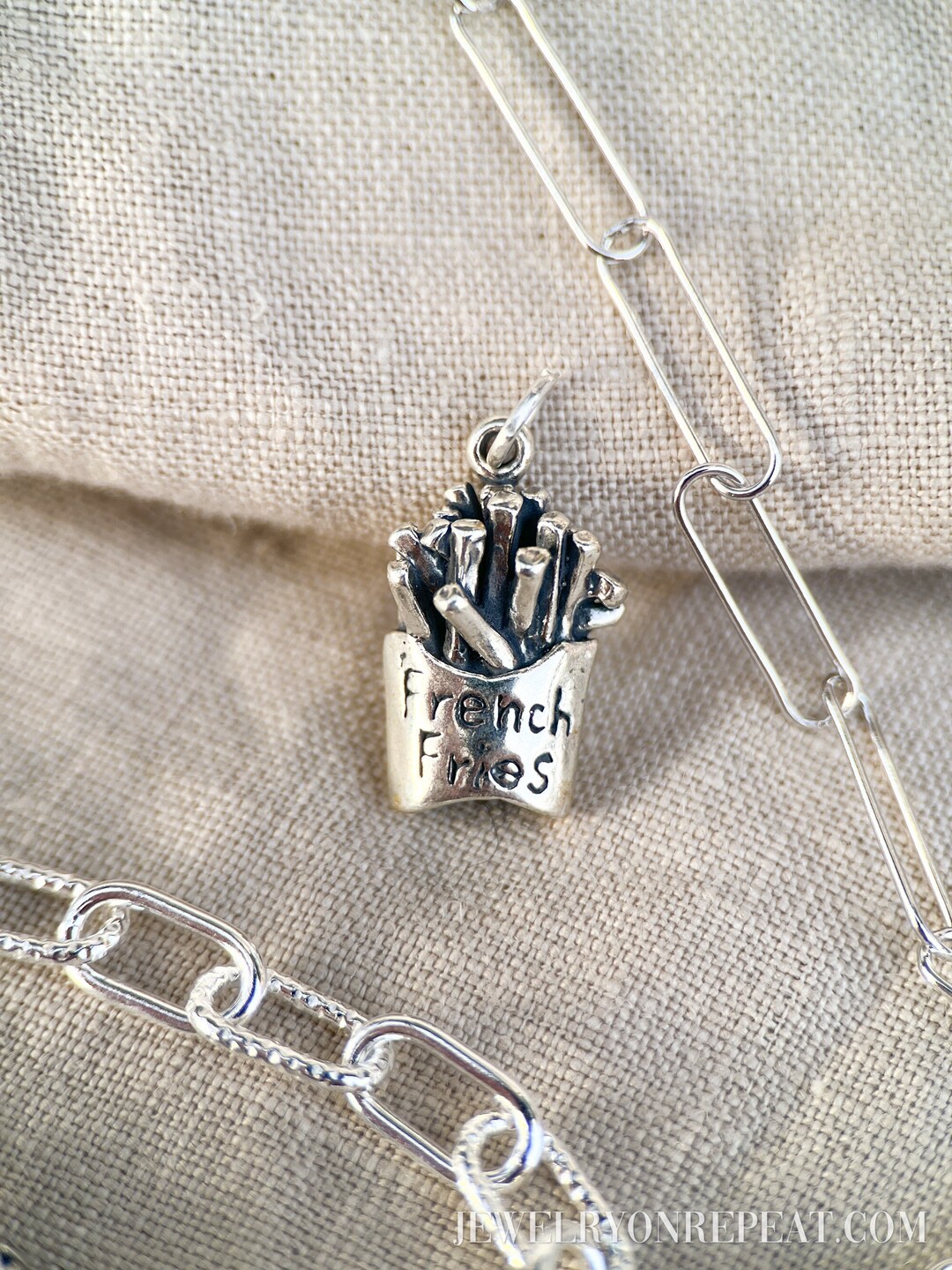 Sterling Silver French Fries Charm Pendant, Food Themed Minimalist ...