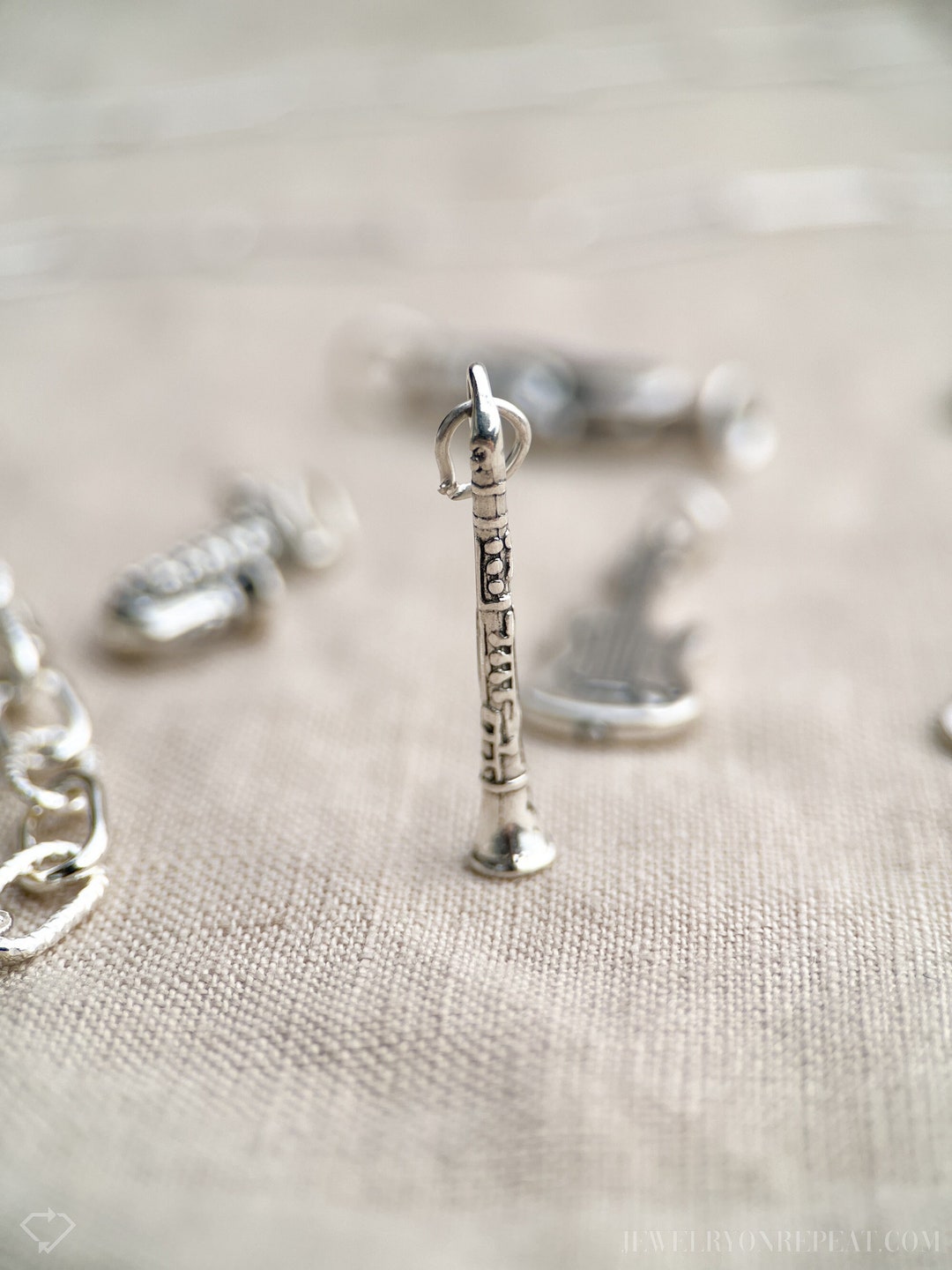 Sterling Silver Clarinet Pendant: 3D Musical Instrument Charm - Etsy