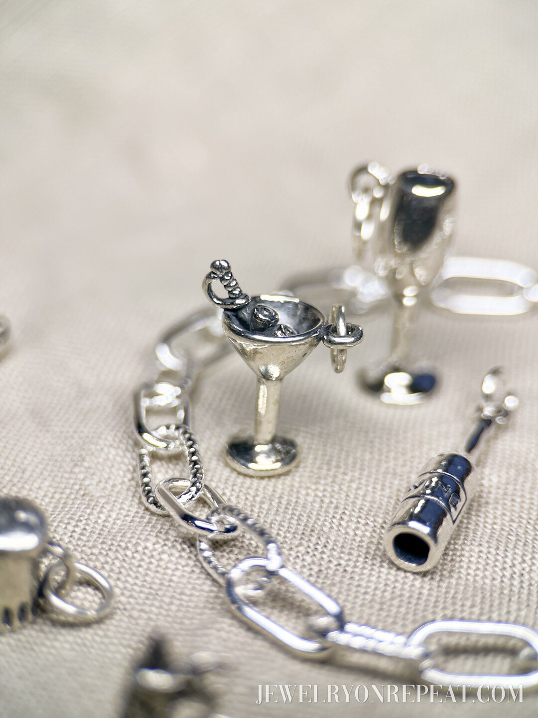 Sterling Silver Martini Charm Pendant, Cocktail Themed Minimalist ...