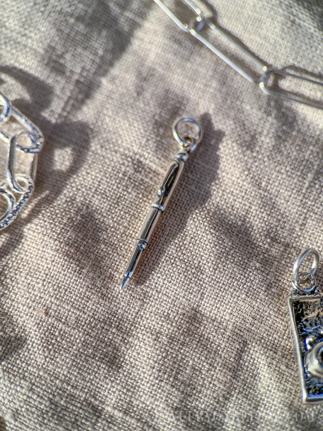 Sterling Silver Fountain Pen Charm Pendant, Writing Themed Minimalist ...