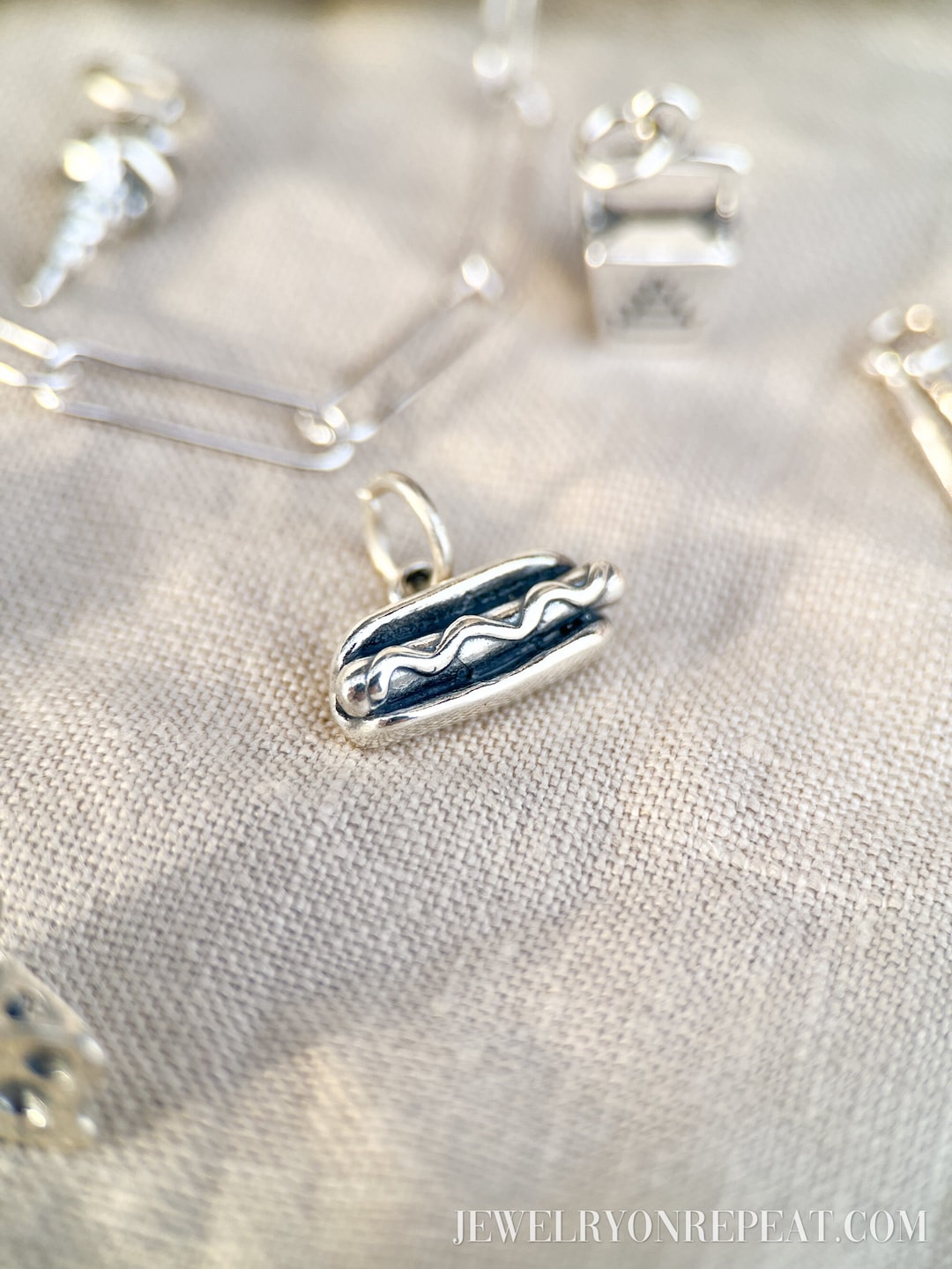 Sterling Silver Hot Dog Charm Pendant, Food Themed Minimalist Jewelry ...