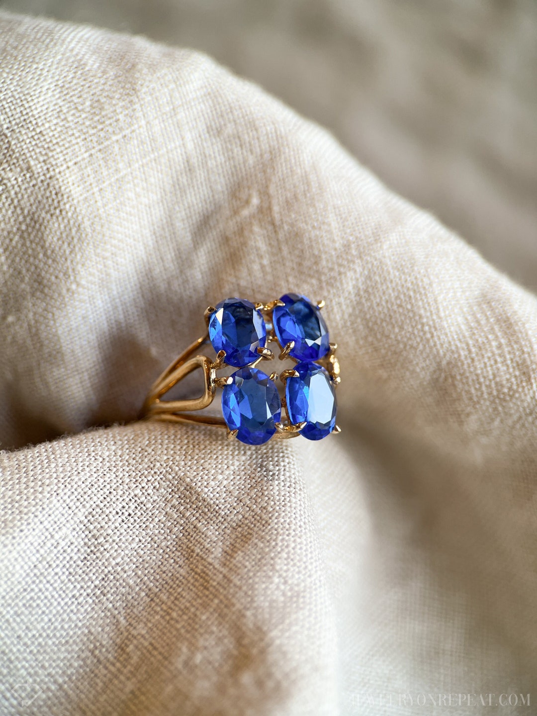 Vintage 1970s Blue Spinel Gemstone Ring in 14k Gold - Timeless ...