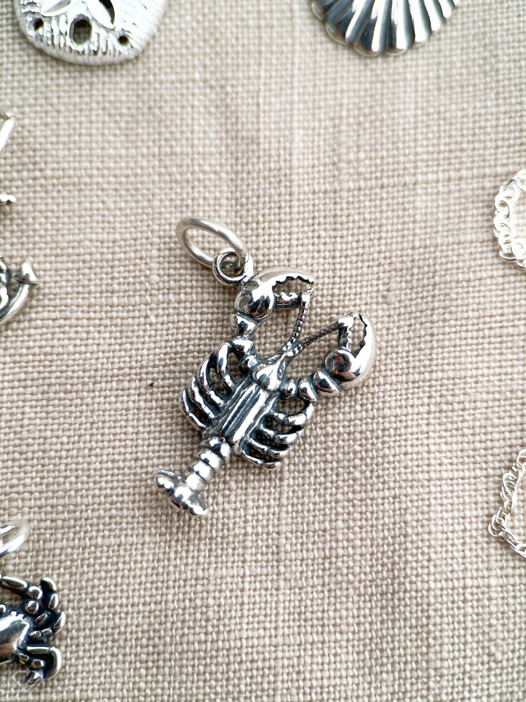 Sterling Silver Lobster Charm Pendant, Ocean Themed Minimalist Jewelry ...