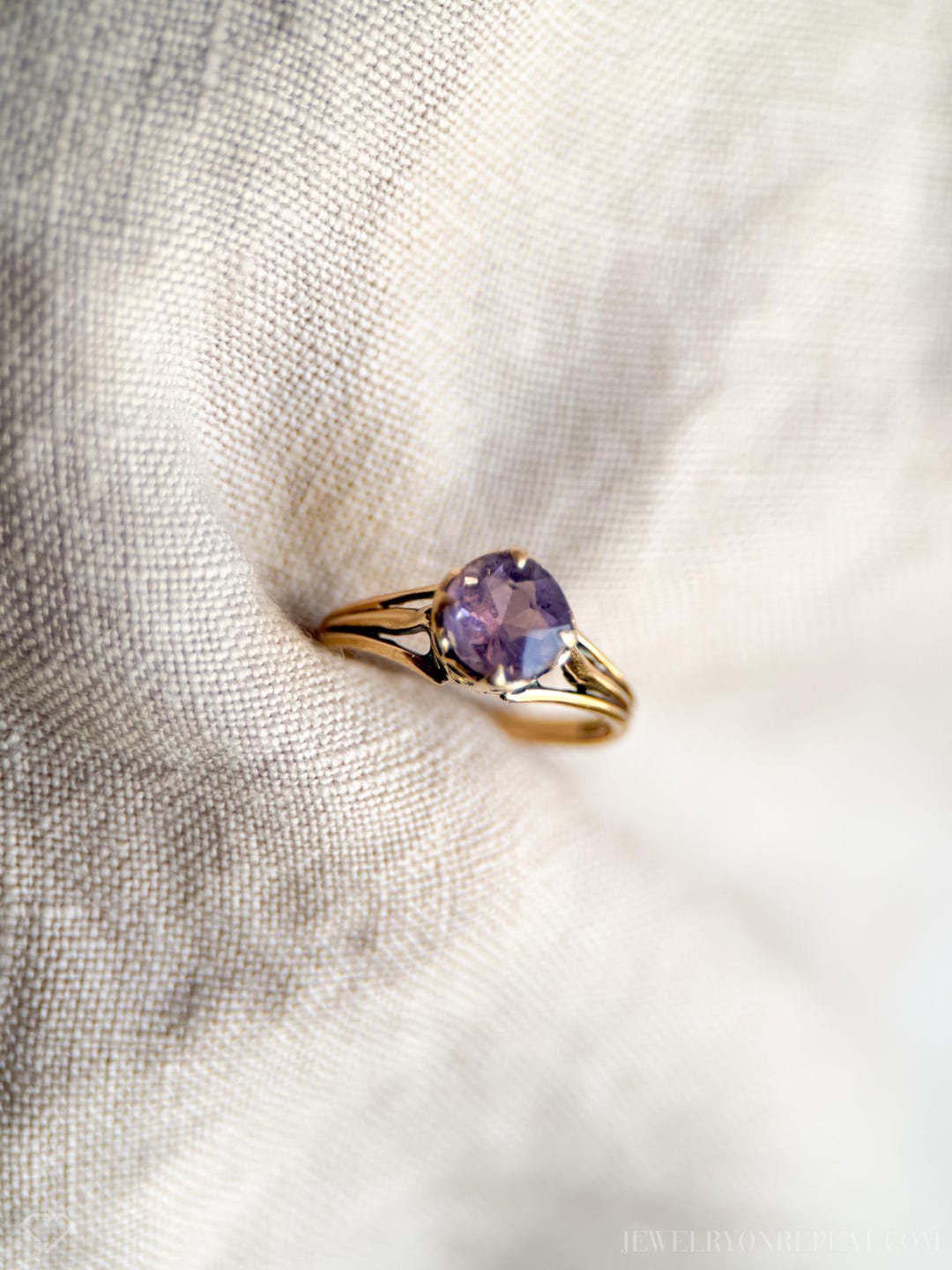 Vintage Amethyst Solitaire Ring, 14k Gold, Dainty Filigree February ...