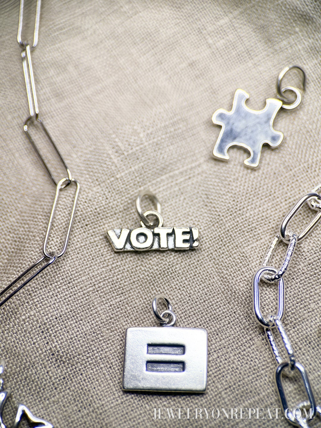 Sterling Silver VOTE! Charm Pendant, Election Themed Minimalist Jewelry ...