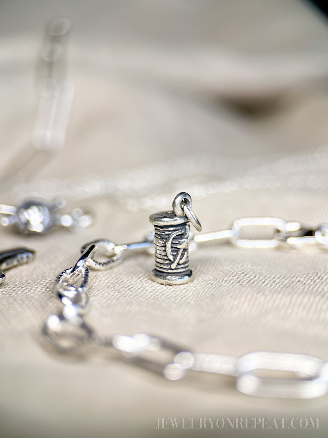 Sterling Silver Needle & Thread Charm Pendant, Crafting Themed ...