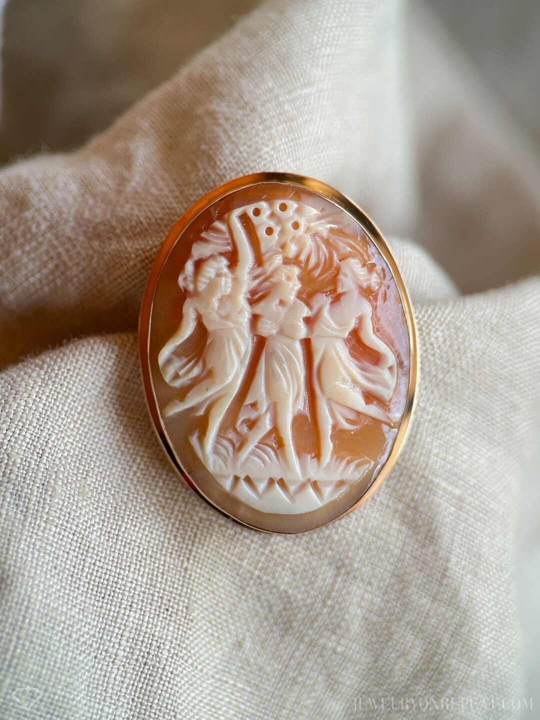 Vintage 1940s Three Graces Cameo Brooch Pendant, 18k Gold - Timeless ...